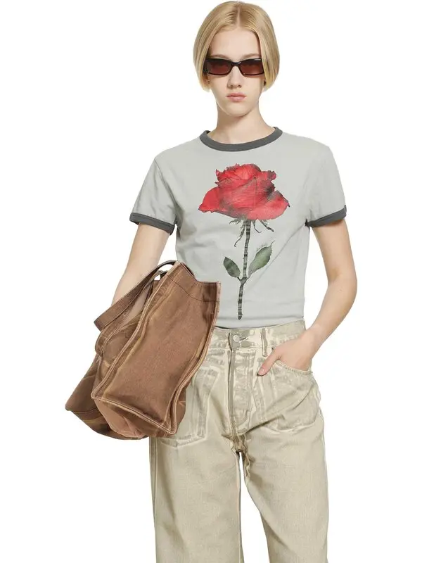 Acne Studios Rose Graphic T-shirt - Grey