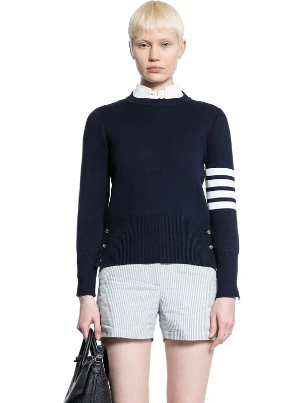 Thom Browne Milano Stitch Merino Wool 4-bar Sweater - Blue