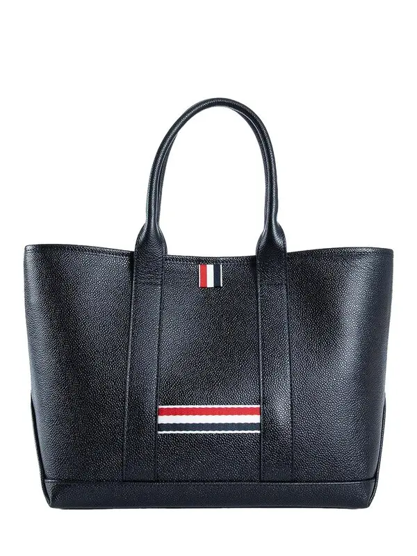 Thom Browne Small Tool Tote In Pebble Grain Leather - Black