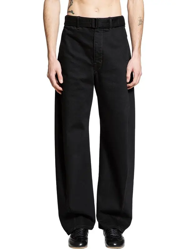 LEMAIRE Twisted Belted Pants In Heavy Denim - Black