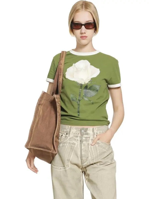 Acne Studios Rose Graphic T-shirt - Green