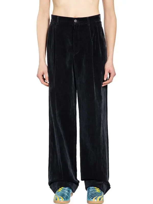 Valentino Garavani Washed Cotton Linen Velvet Trousers - Blue