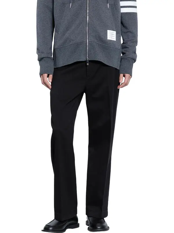 Thom Browne Gart Dyed Chinos In Cotton Twill - Black