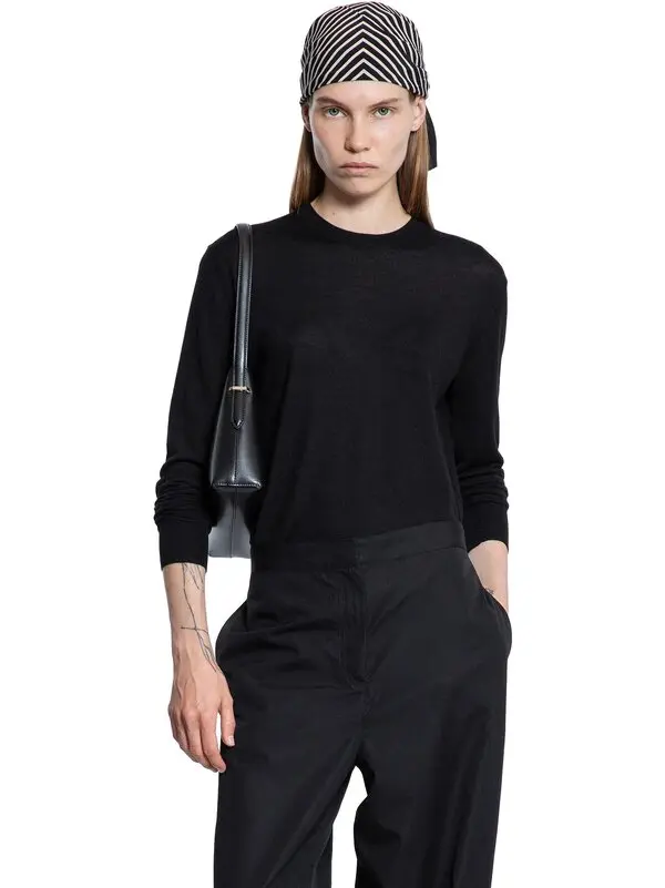 TOTEME Fine Merino Wool And Silk Crewneck Knit - Black