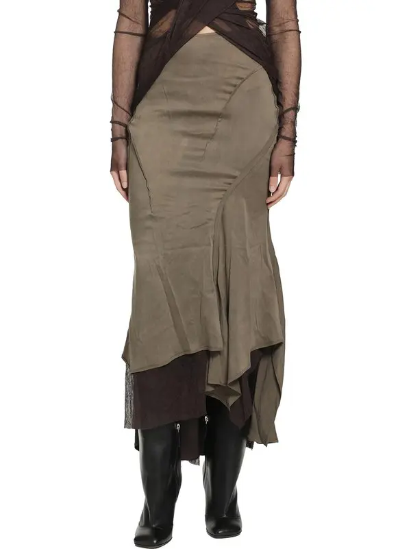 YEHUAFAN Layered Silk Skirt - Grey