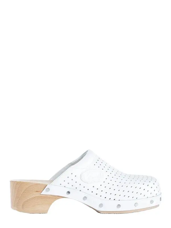 Balenciaga X Scholl Leather Mules - White
