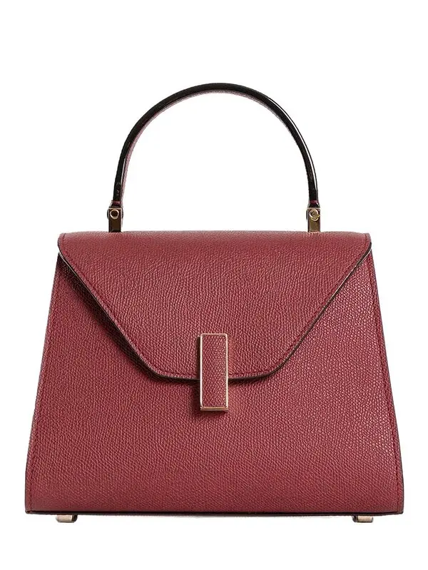 VALEXTRA Top Handle Bag With Signature Black Lacquered Costa Edges - Red