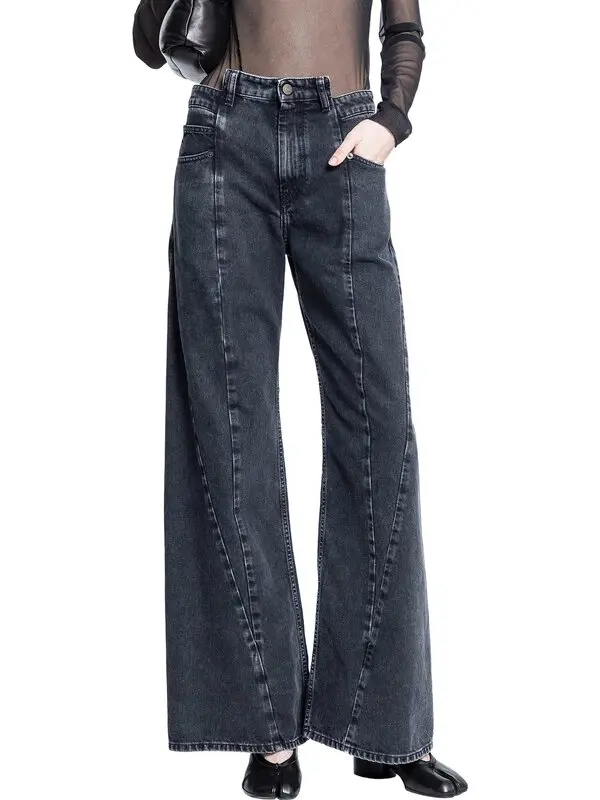MAISON MARGIELA Spliced Cut-out Wide Leg Jeans - Black