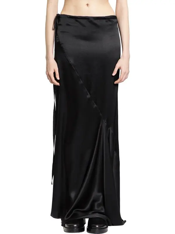 ANN DEMEULEMEESTER Eveline Long Bias Skirt In Washed Silk Satin - Black