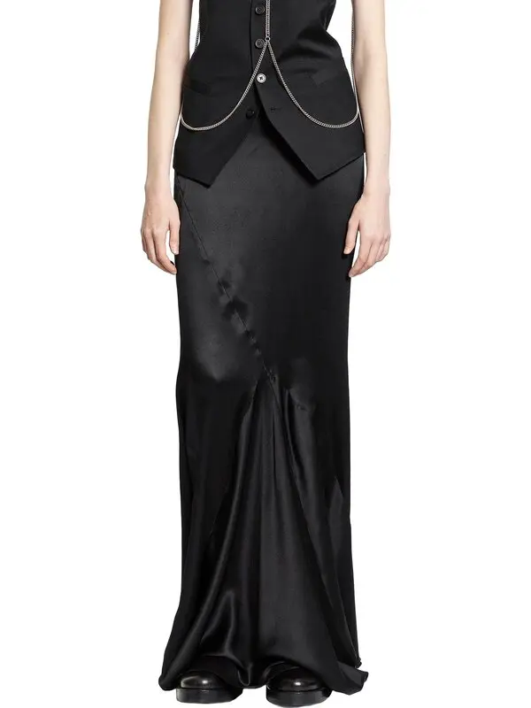 ANN DEMEULEMEESTER Eveline Long Bias Skirt In Washed Silk Satin - Black