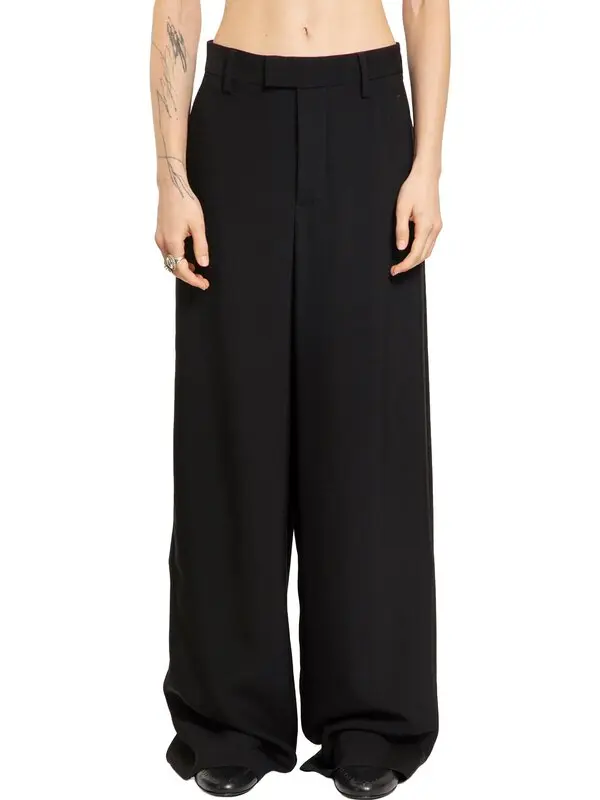ANN DEMEULEMEESTER Elfi Wide Leg Trousers In Viscose Calico - Black