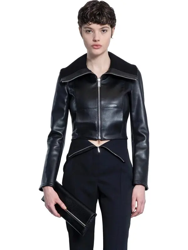 Alexander McQueen Folded Collar Leather Jacket - Black
