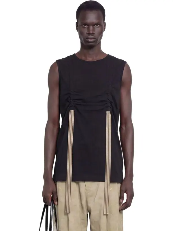 ZIGGY CHEN Ribbon Strap Sleeveless Top - Black