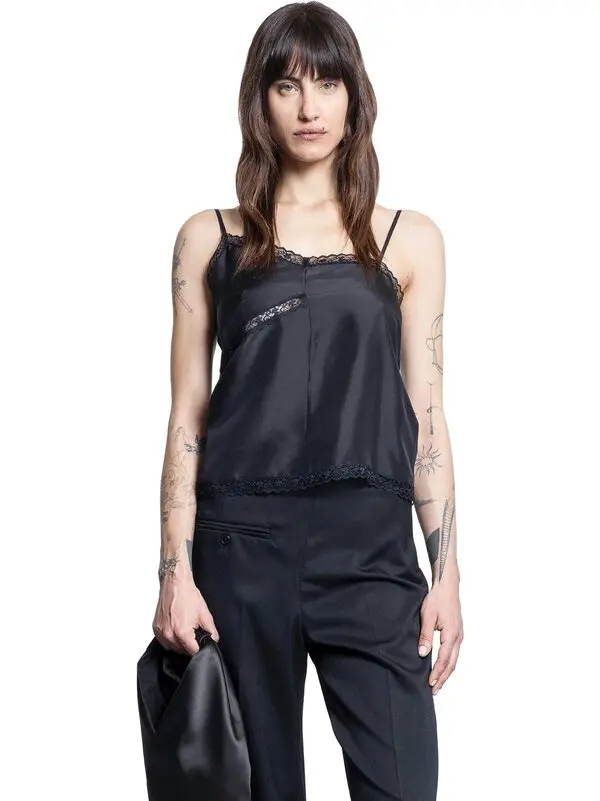 MAISON MARGIELA Silk Camisole With Scalloped Trim - Black