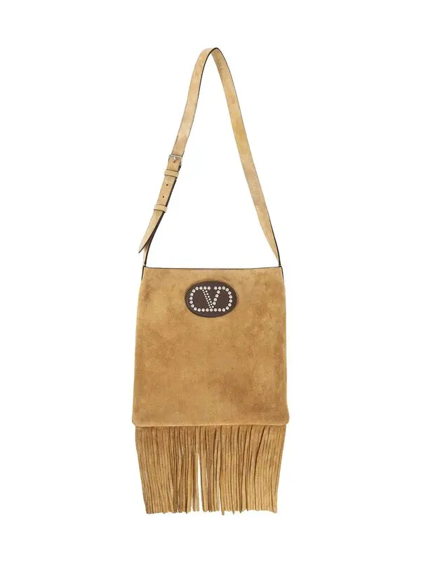 Valentino Garavani Suede Shoulder Bag - Beige