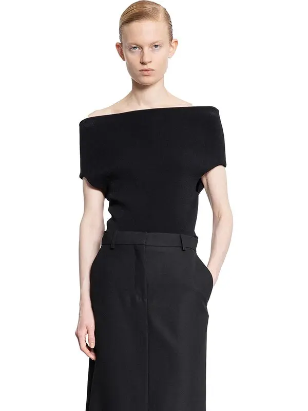 TOTEME Double Knitted Off-the-shoulder Top - Black