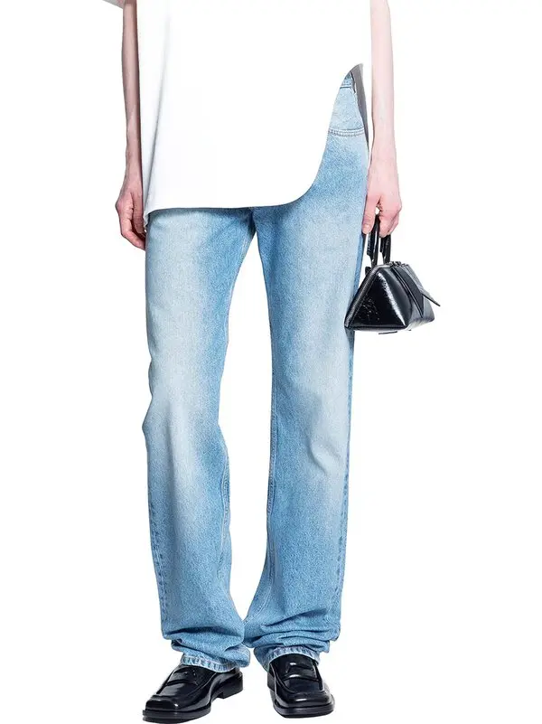 Attico Long Jeans In Glossy Coated Denim - Blue