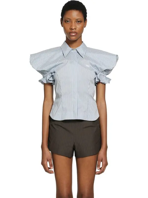 VIVIENNE WESTWOOD Gexy Top With Puff Sleeves And Embroidered Logo - Blue