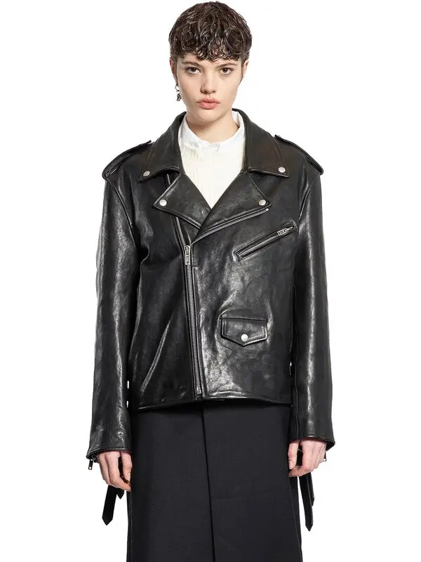 ANN DEMEULEMEESTER Anu Perfecto" Grained Leather Jacket - Black