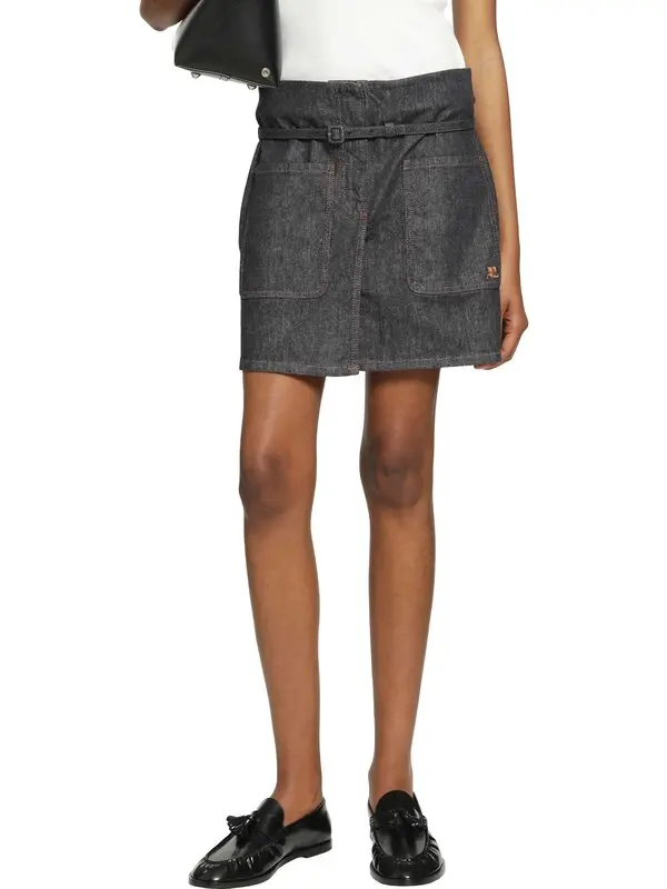 COURREGES Belted Denim Mini Skirt - Blue