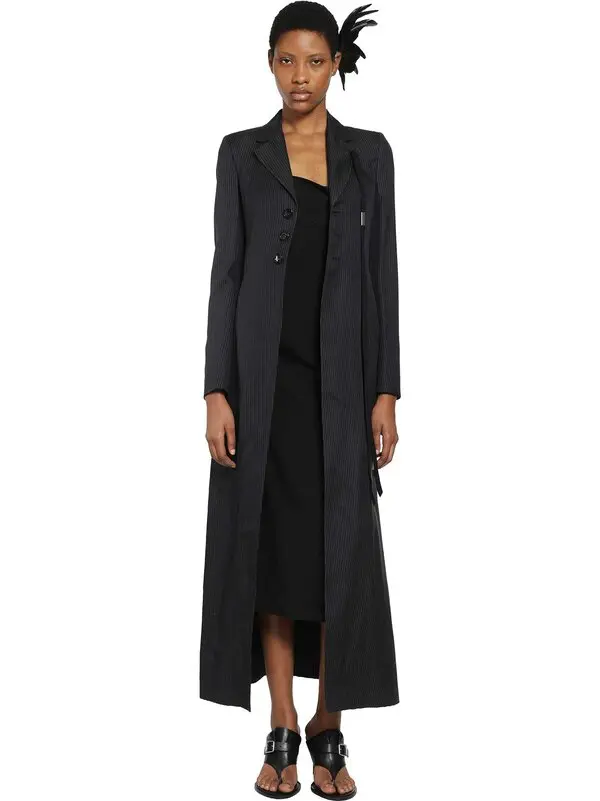 ANN DEMEULEMEESTER X-long Fitted Coat - Blue