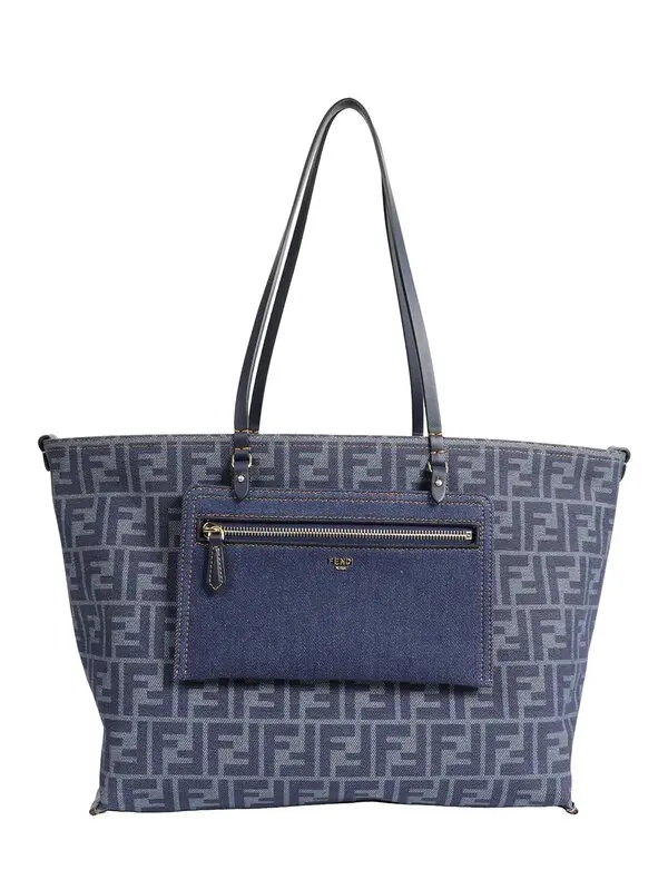 Fendi Ff Jacquard Denim Reversible Tote Bag - Blue
