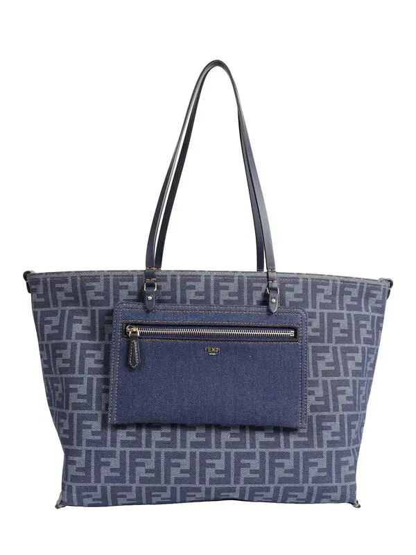 Fendi Ff Jacquard Denim Reversible Tote Bag - Blue