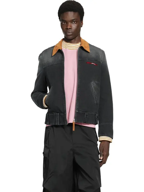 Marni Canvas Jacket With Contrast Collar - Black