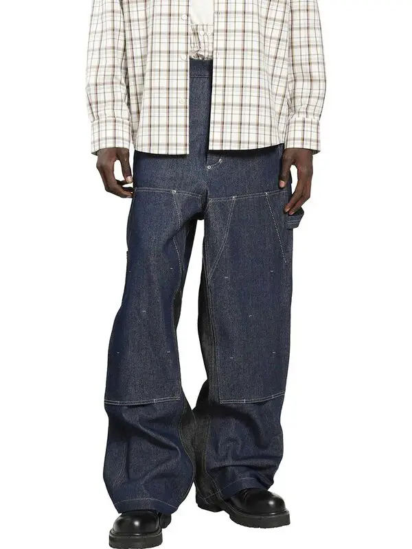 BRYAN JIMENEZ Workwear Wide Leg Jeans - Blue