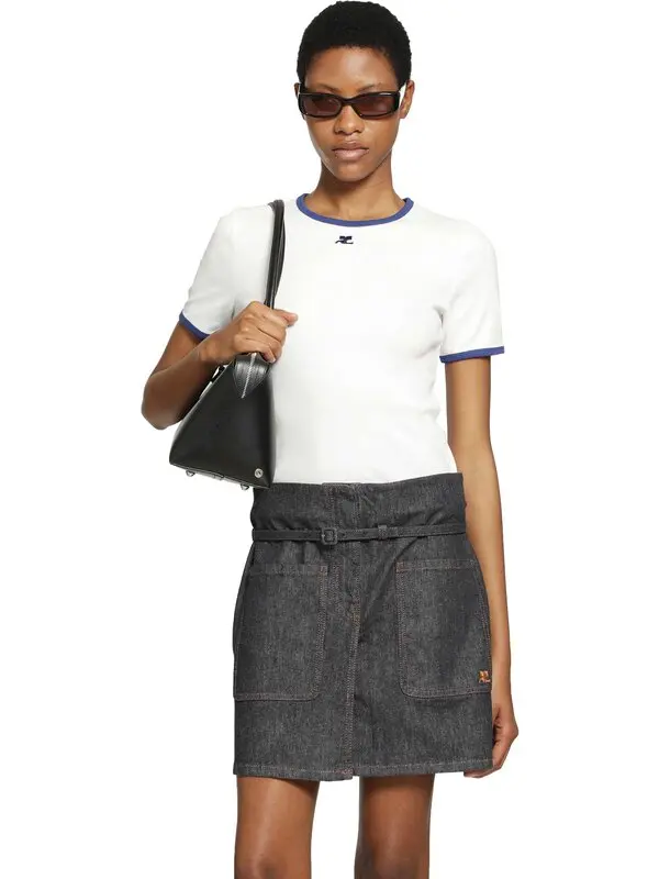 COURREGES Cotton Jersey T-shirt With Contrast Trims - White