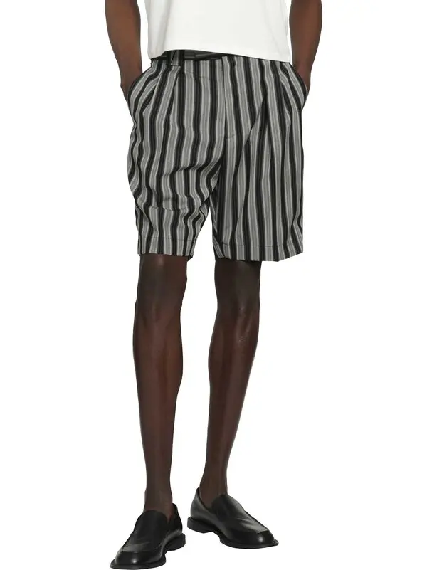 Versace Pinstripe Wool Tailored Shorts - Grey