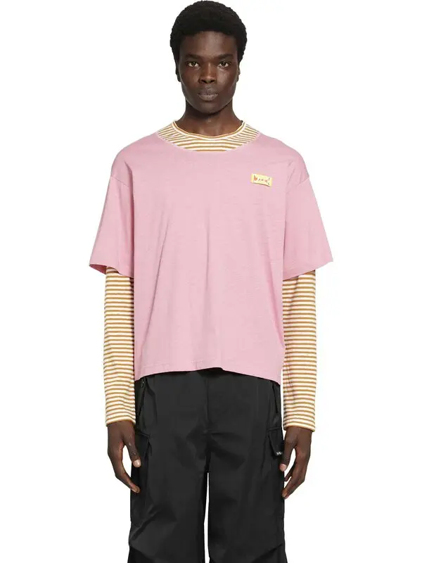 Marni Layered Cotton T-shirt - Pink