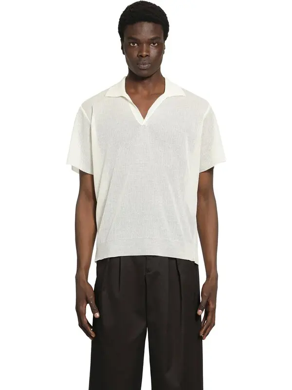 SSSTEIN Short Sleeve Knit Polo - Off-white