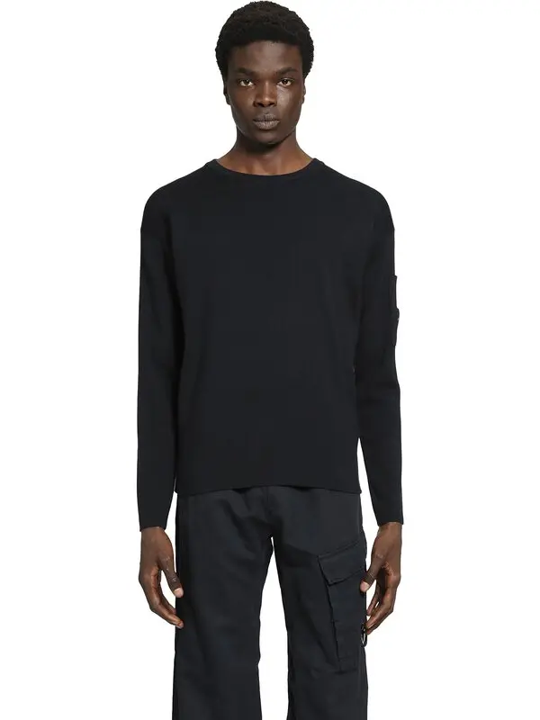 C.P. COMPANY Sea Island Cotton Lens Sweater - Blue