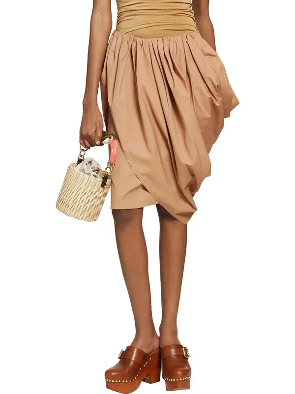 Chloé Knee-length Wrap Skirt In Organic Cotton Poplin - Brown