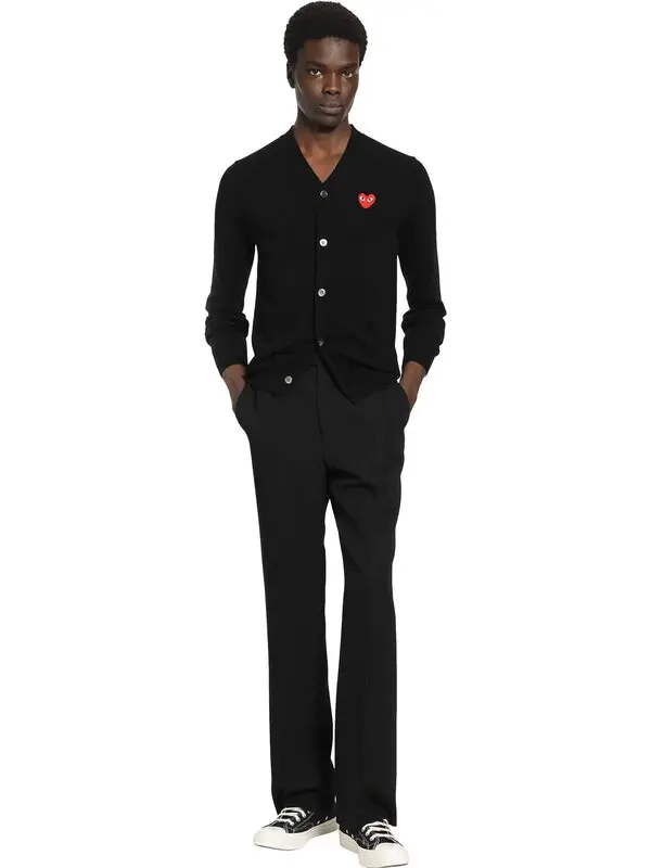 Play Comme Des Garcon Heart Wool Cardigan - Black
