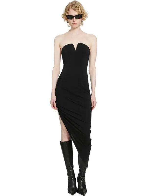 NENSI DOJAKA Asymmetric Ruched Sweetheart Neckline Dress - Black