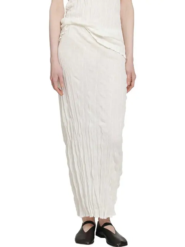 TOTEME Crinkled Knit Maxi Skirt - White