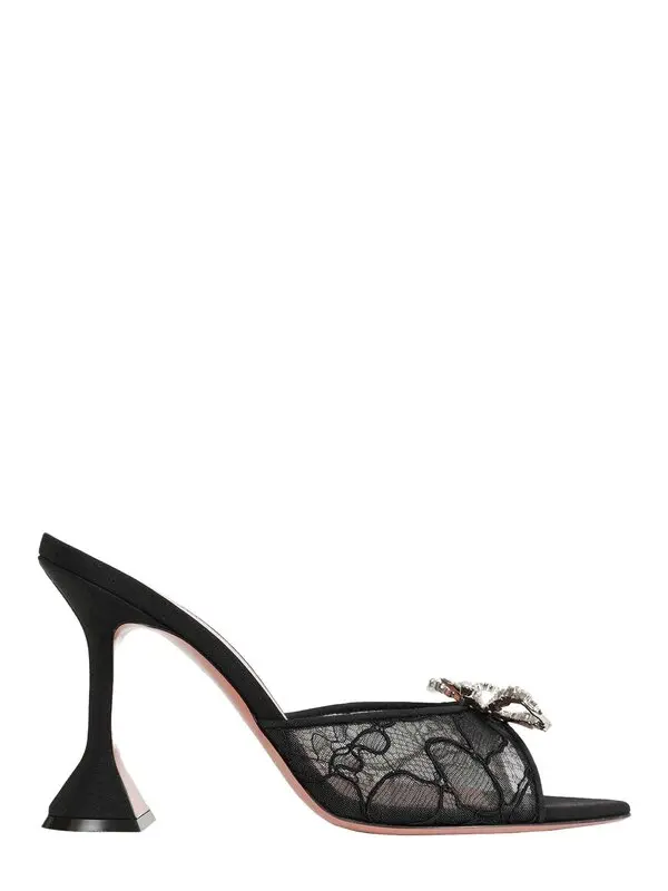 Amina Muaddi Rosie Lace Slipper 95 Mules - Black