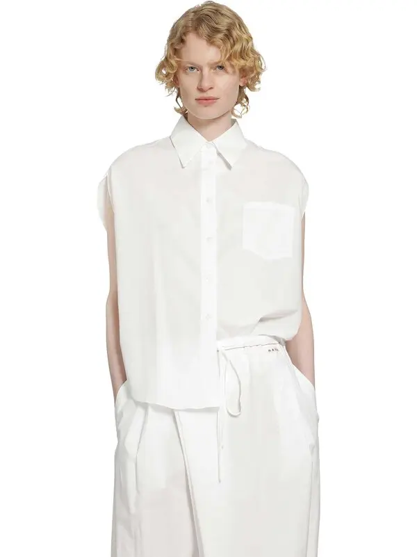 Marni Poplin Shirt With Cape Sleeves - White