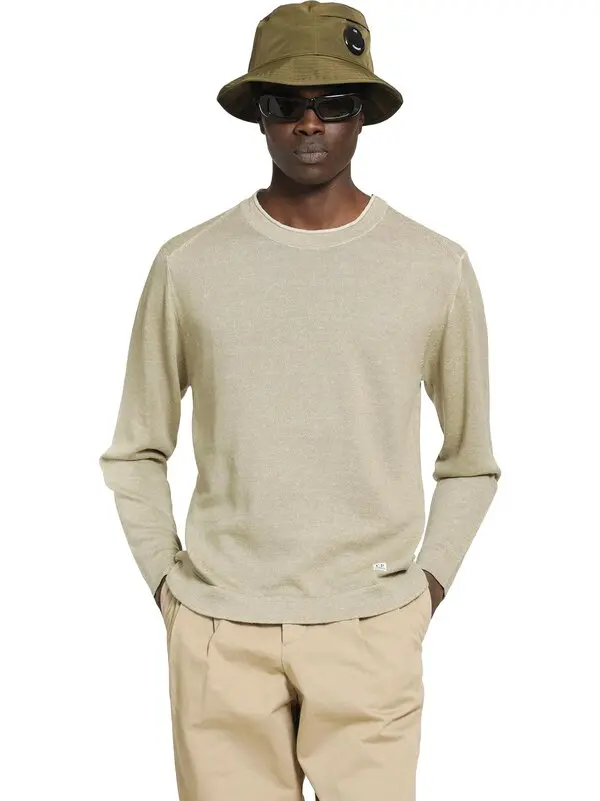 C.P. COMPANY Linen Blend Crewneck Sweater - Beige