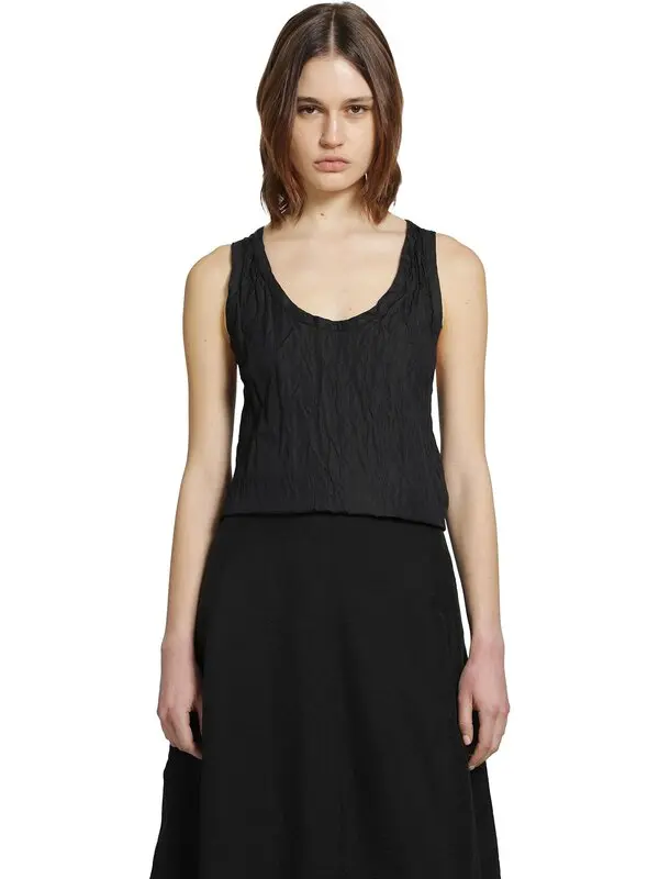 TOTEME Crinkled Cotton Tank Top - Black