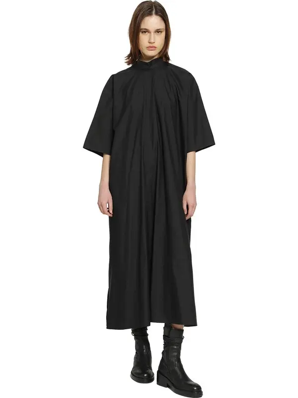 LEMAIRE Reversible Tube Dress In Washed Cotton Silk Poplin - Black