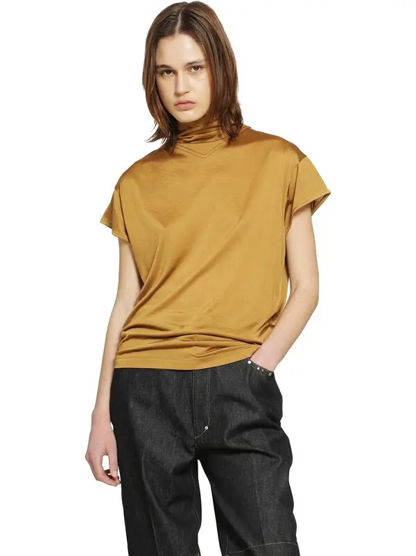 LEMAIRE Short Sleeve Foulard Top - Brown