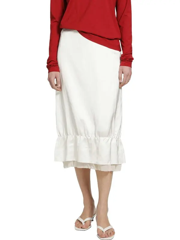 TOTEME Layered Satin Skirt - White