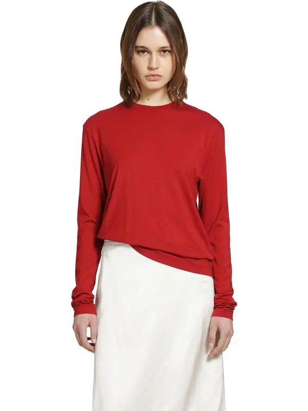TOTEME Classic Long Sleeve Tee In Tencel-cotton Jersey - Red