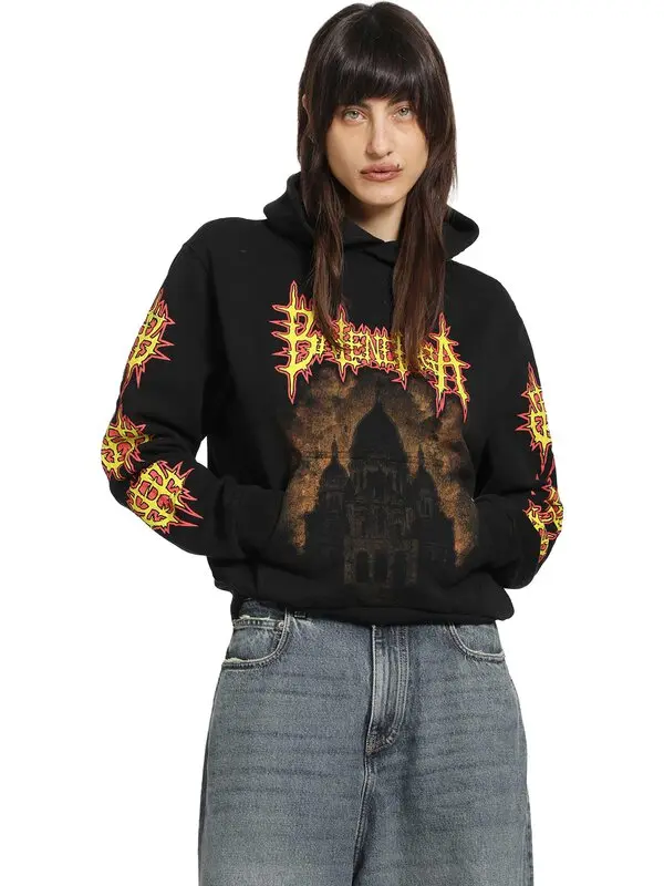 Balenciaga Sacré Coeur Graphic Logo Hoodie - Black