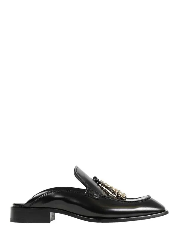 Loewe Brushed Calfskin Edge Loafer Mules - Black