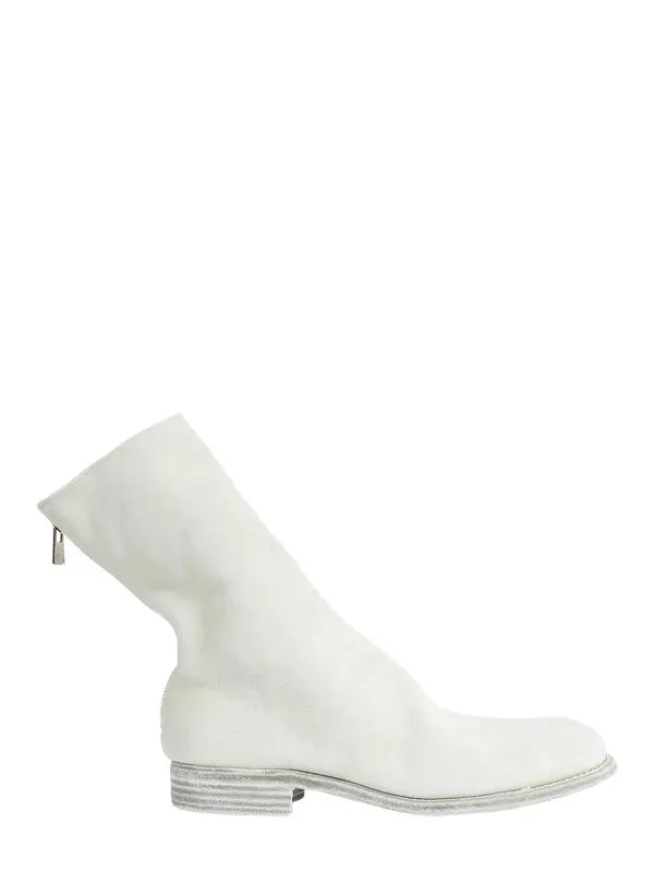 Guidi Zipped Ankle Boots In Nubuck Leather - White
