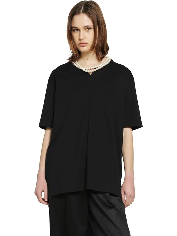 Junya Watanabe Split Neck Cotton T-shirt - Black